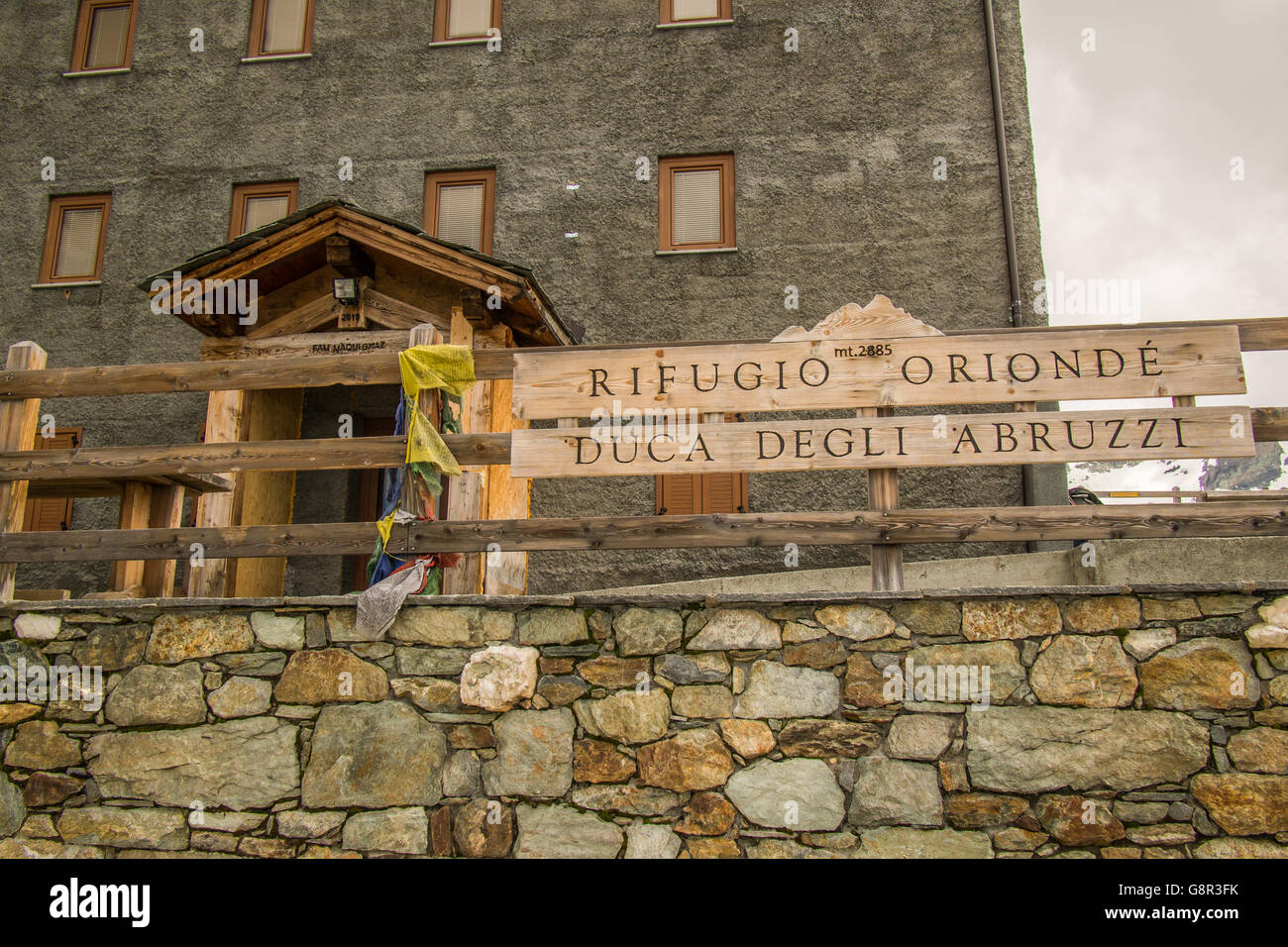 Refuge Hut ("Rifugio Orionde") at the foot of the Cervino mountain (aka ...