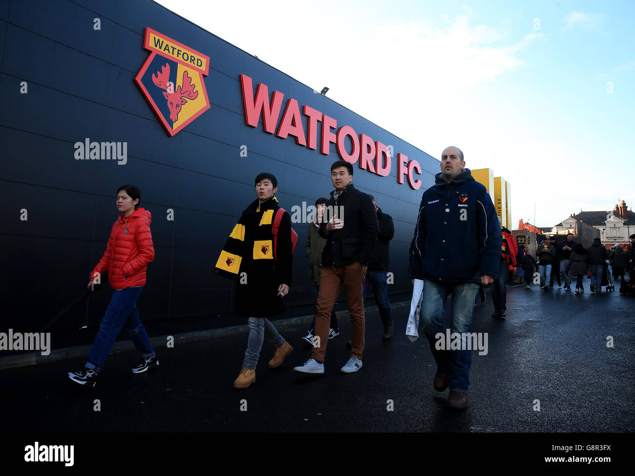 Watford fans outside ground barclays premier league match vicarage road ...