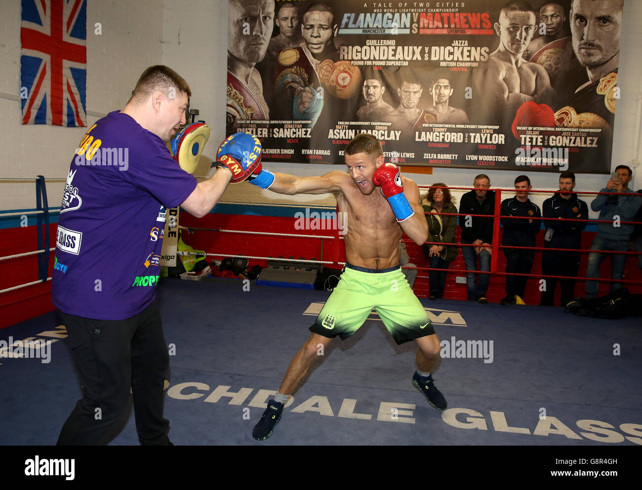 Terry Flanagan works out with his trainer Steve Maylett, during a media ...