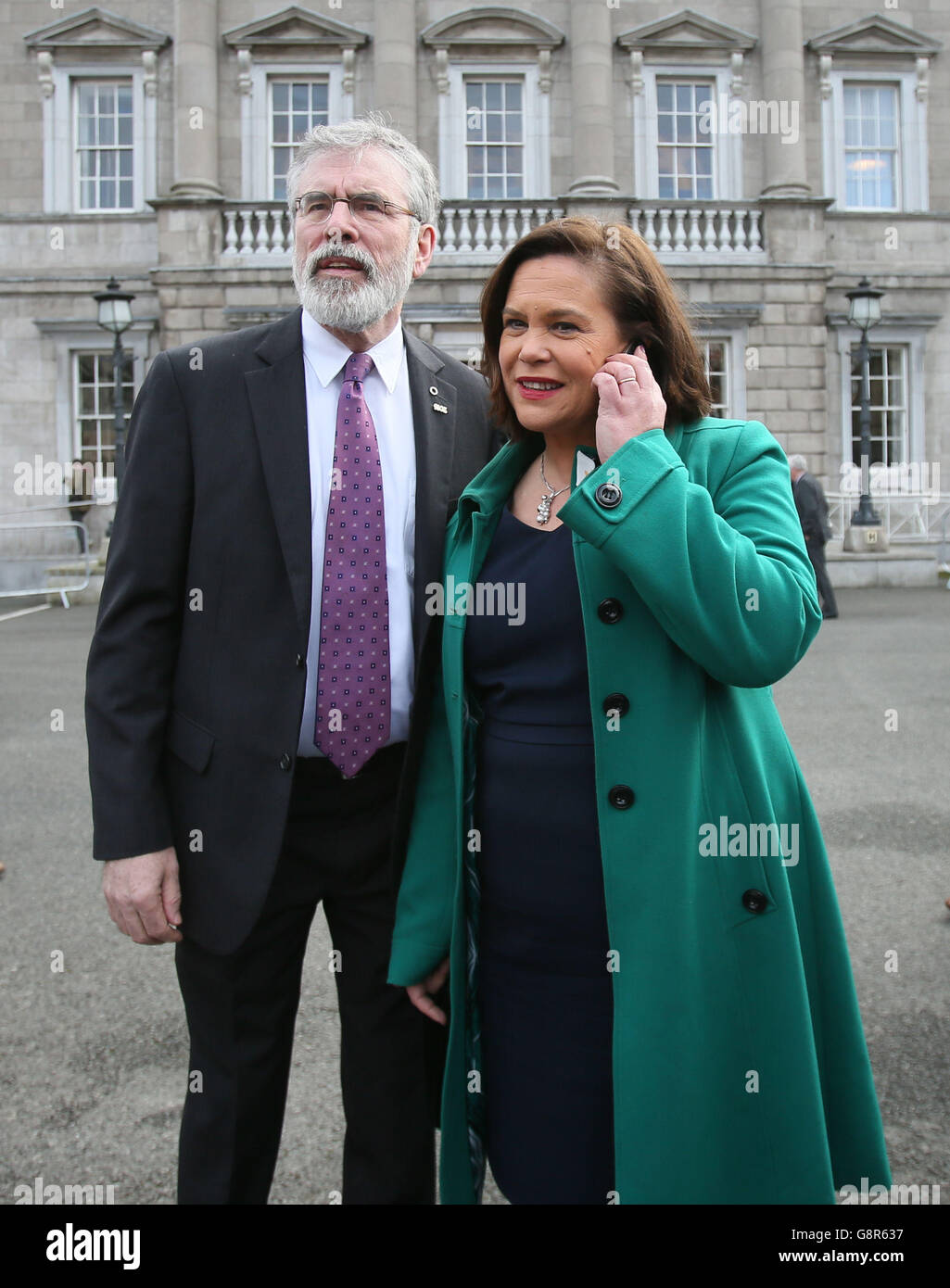 Sinn Fein's Gerry Adams and Mary Lou McDonald outside Leinster House in ...