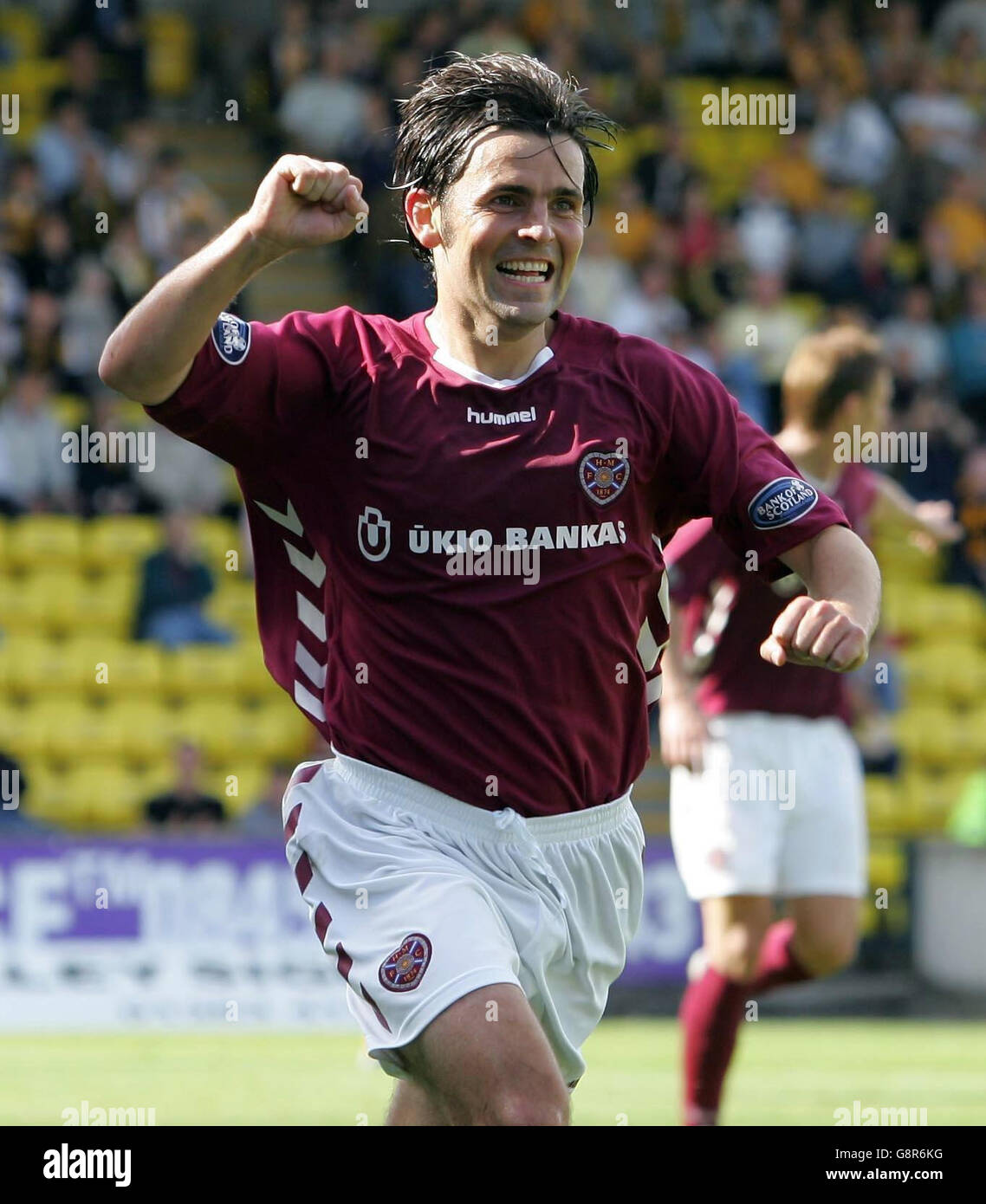 Heart's Paul Hartley celebrates scoring against Livingston during the ...