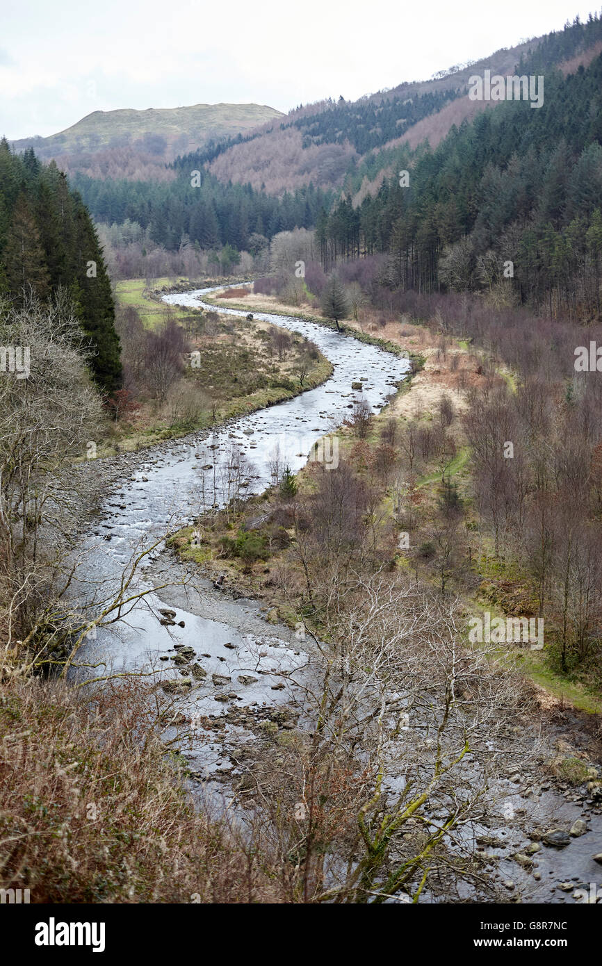 winding river Welsh countryside Stock Photo - Alamy