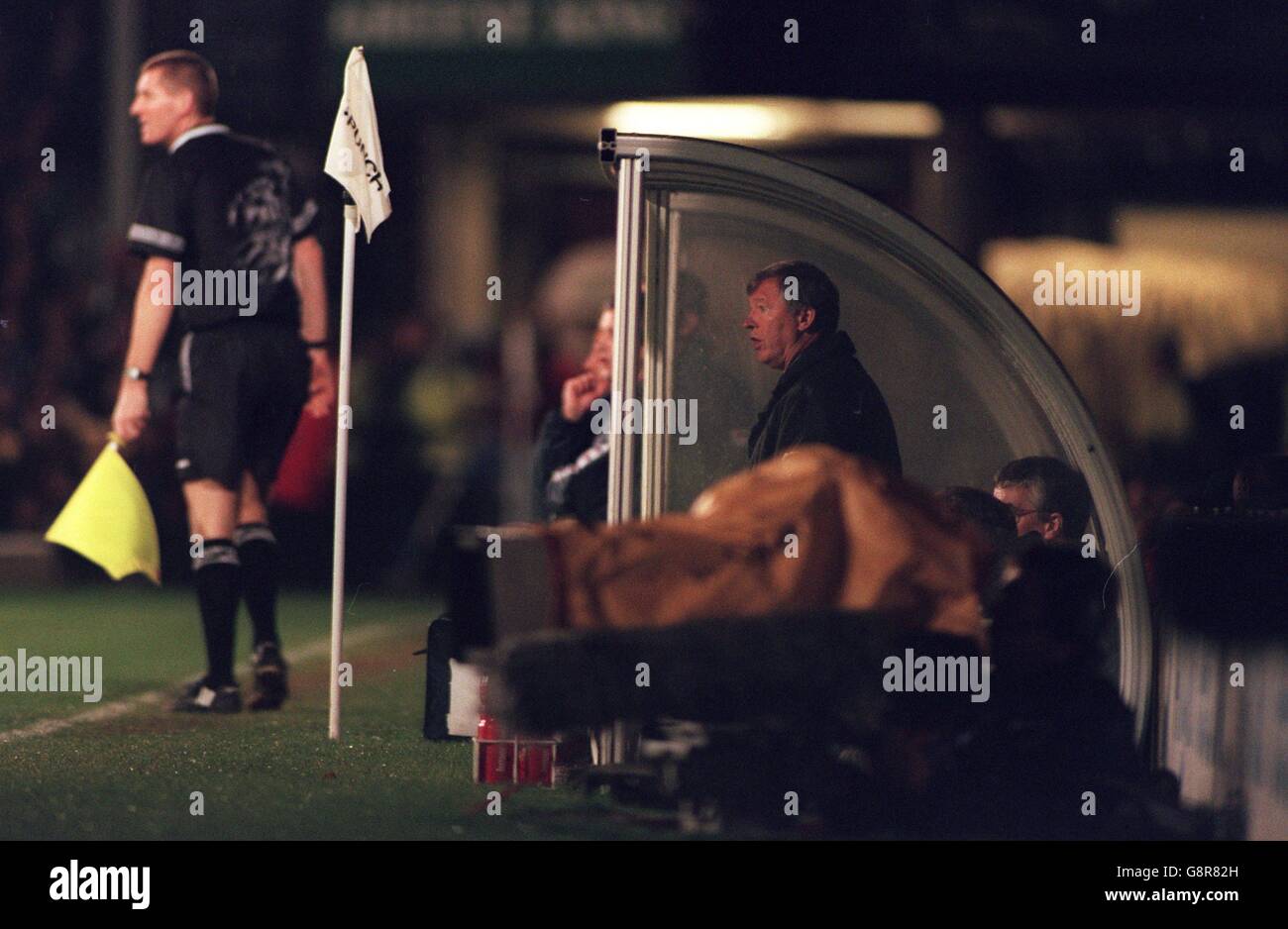 Manchester United manager Alex Ferguson watches his young side from the ...