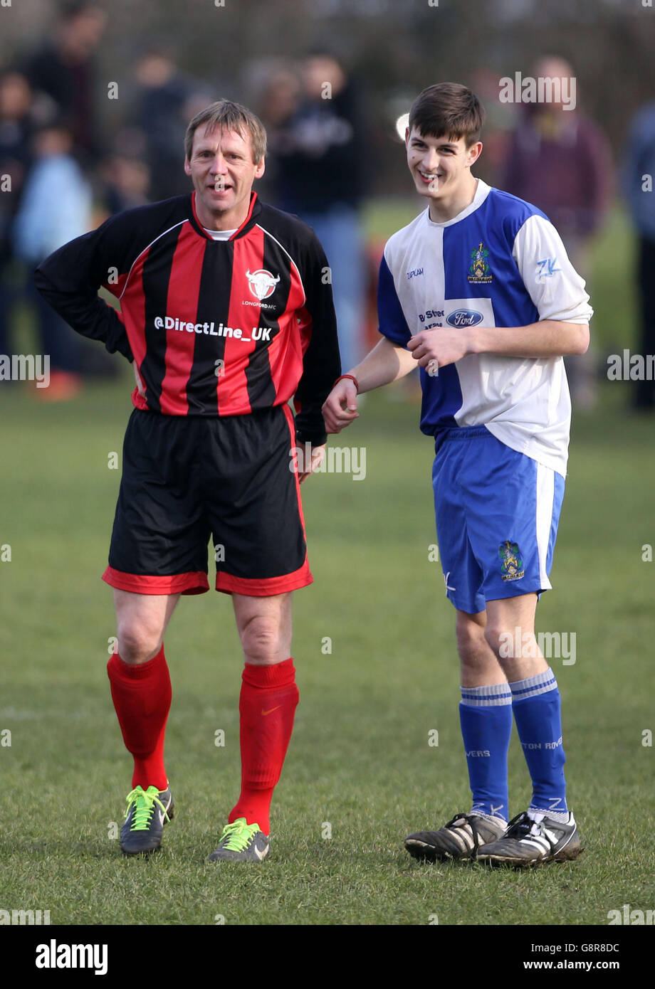 Former England defender Stuart Pearce (left) makes his debut for ...