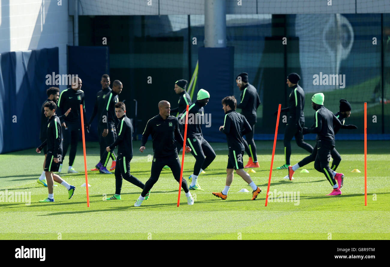 Manchester City during a training session at the City Football Academy ...