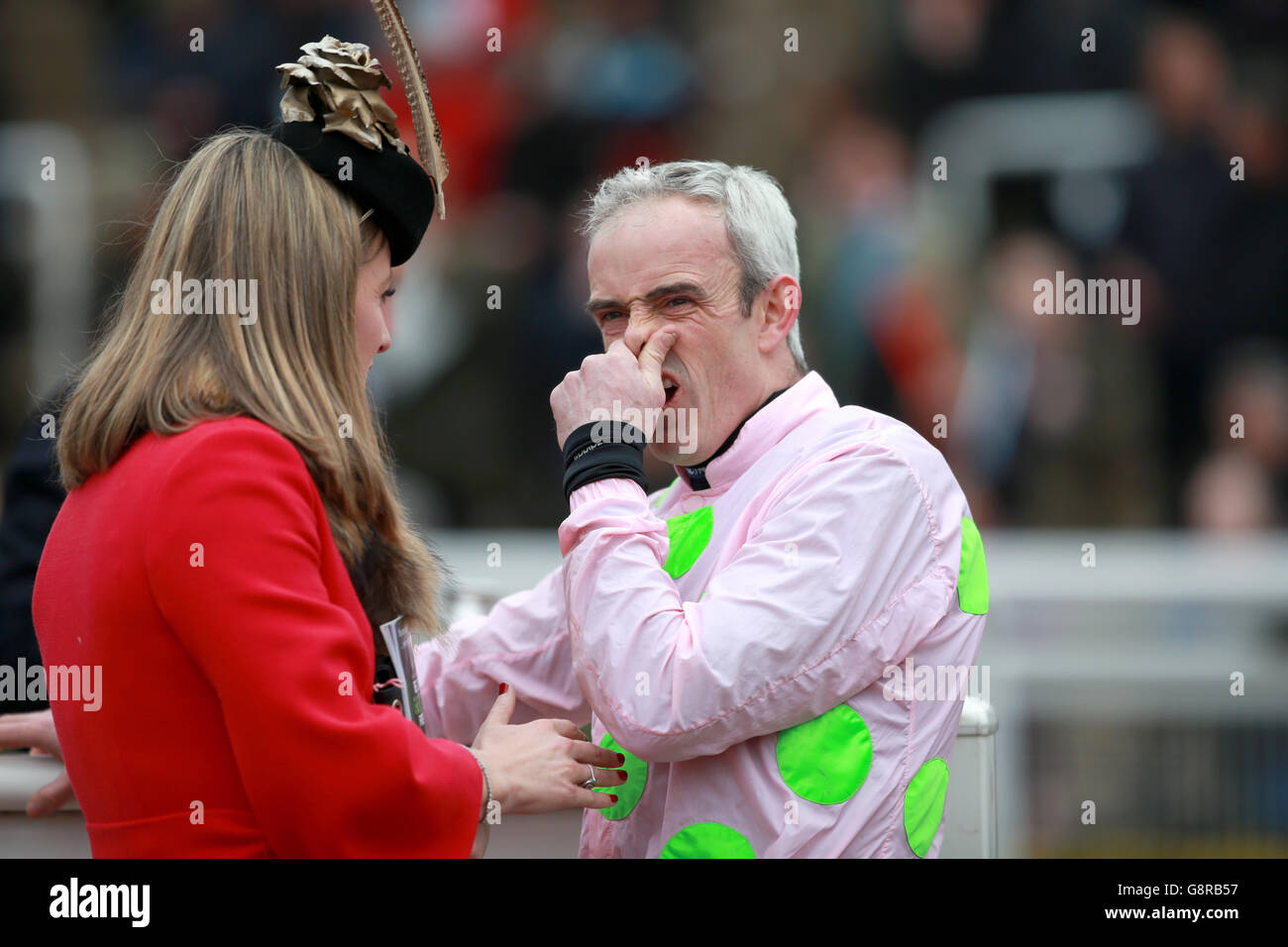 Douvan jockey Ruby Walsh with his wife Gillian in the winners enclosure ...