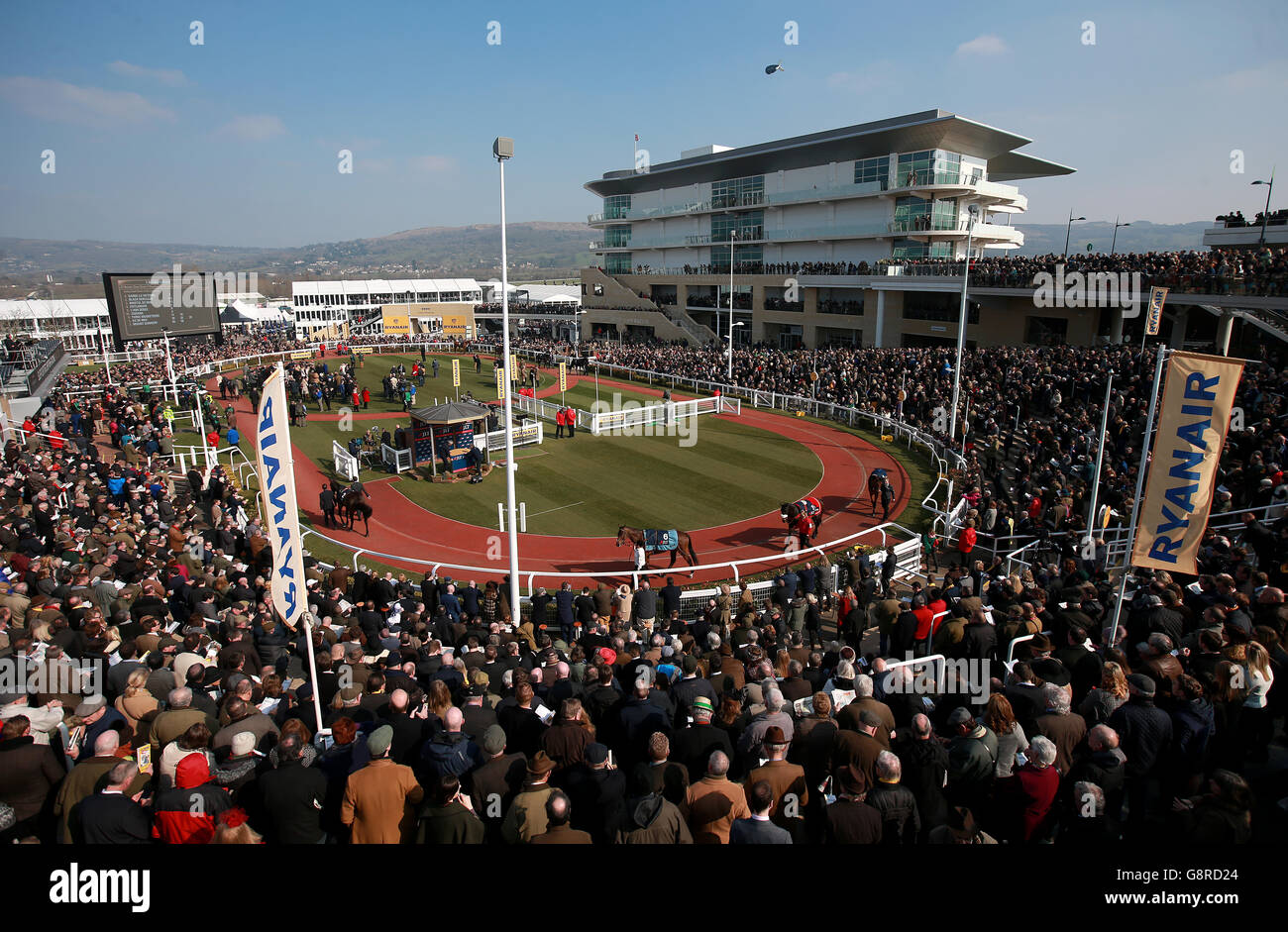 A general view of the parade ring during St Patrick's Thursday of the ...
