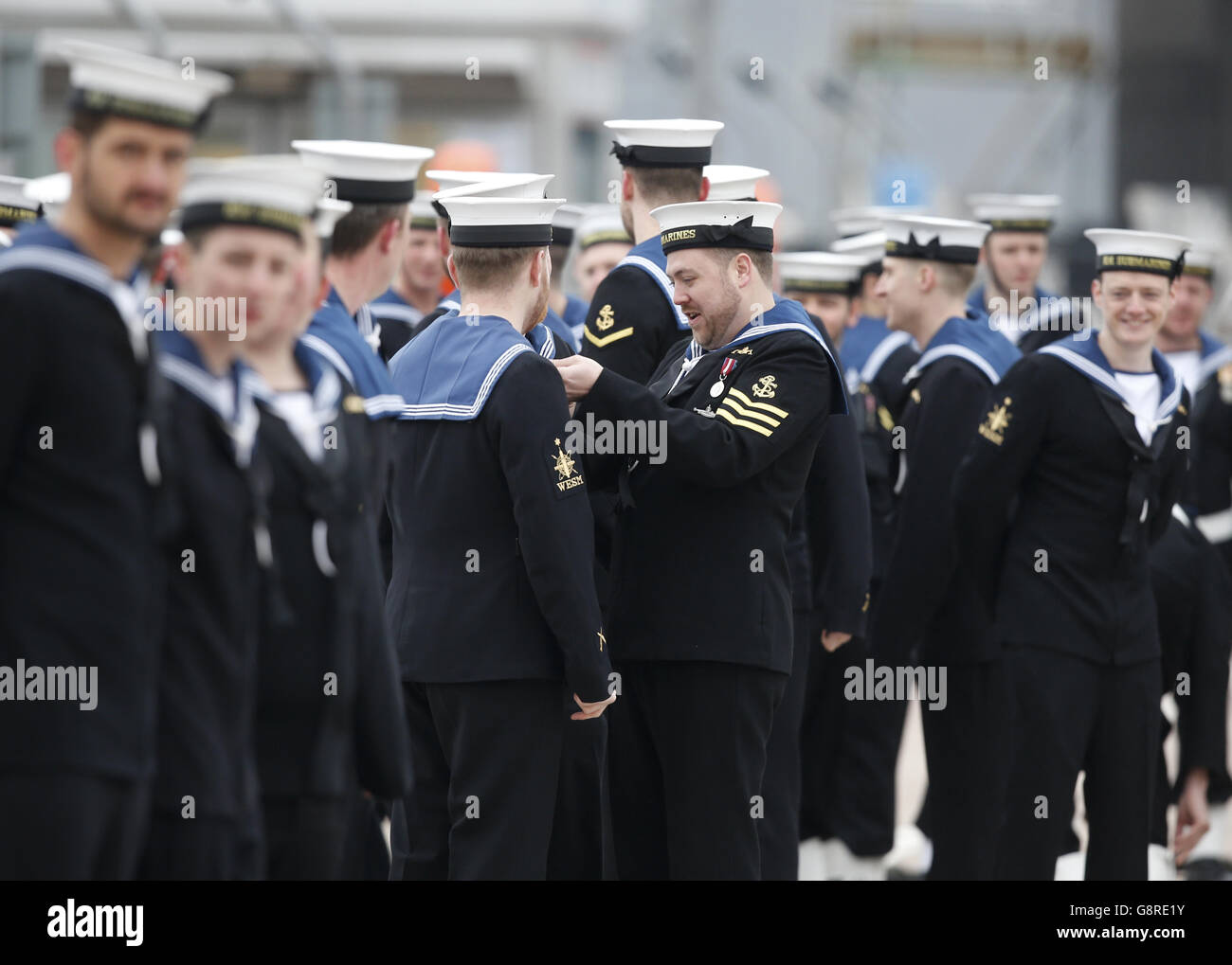 Submariners ahead of a commissioning ceremony at Faslane naval base on ...