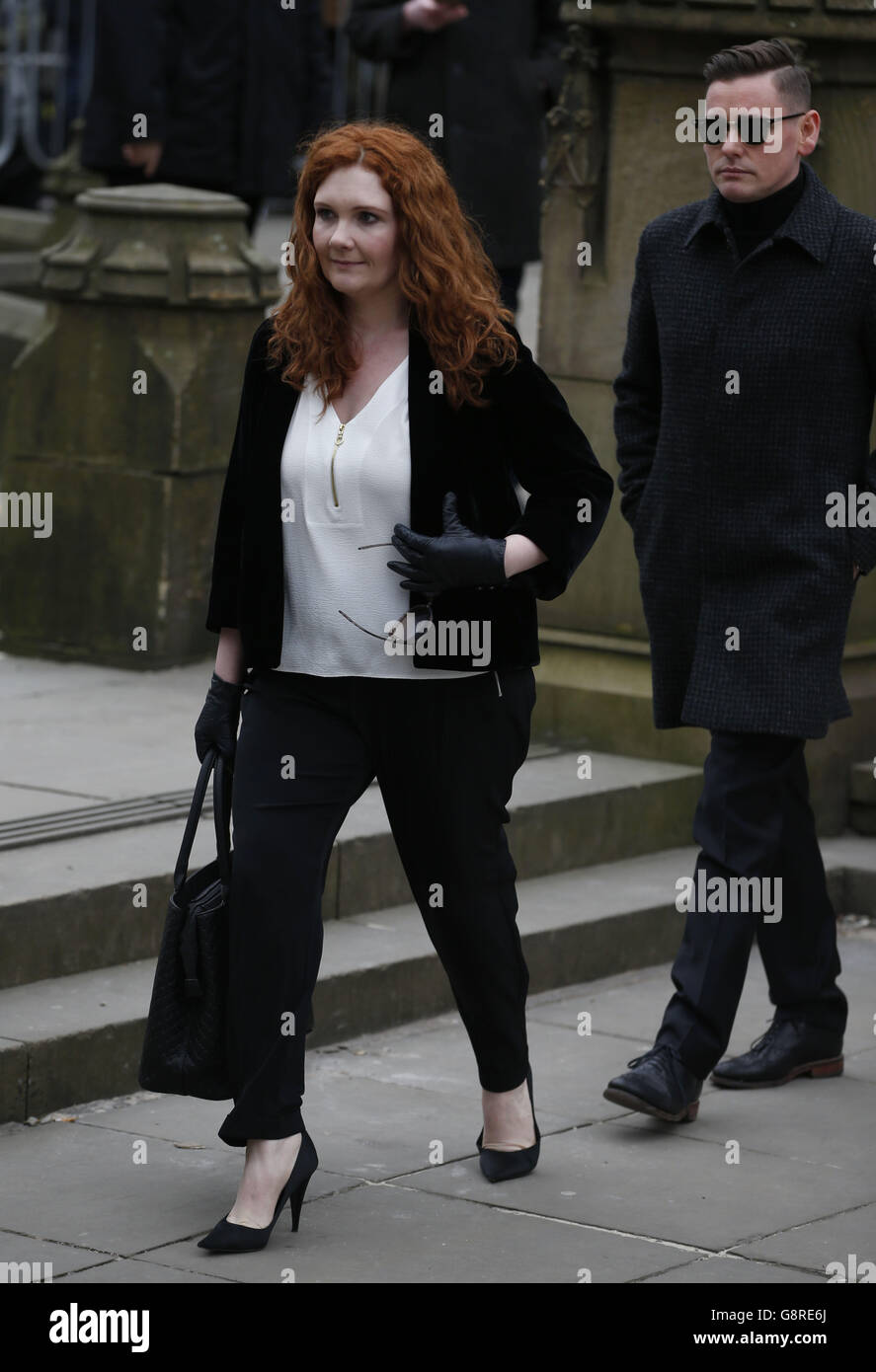 Jennie McAlpine arrives at Manchester Cathedral for the funeral of ...