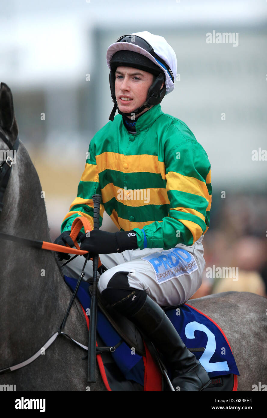 Jockey Jack Kennedy on Squouateur before the Martin Pipe Conditional ...