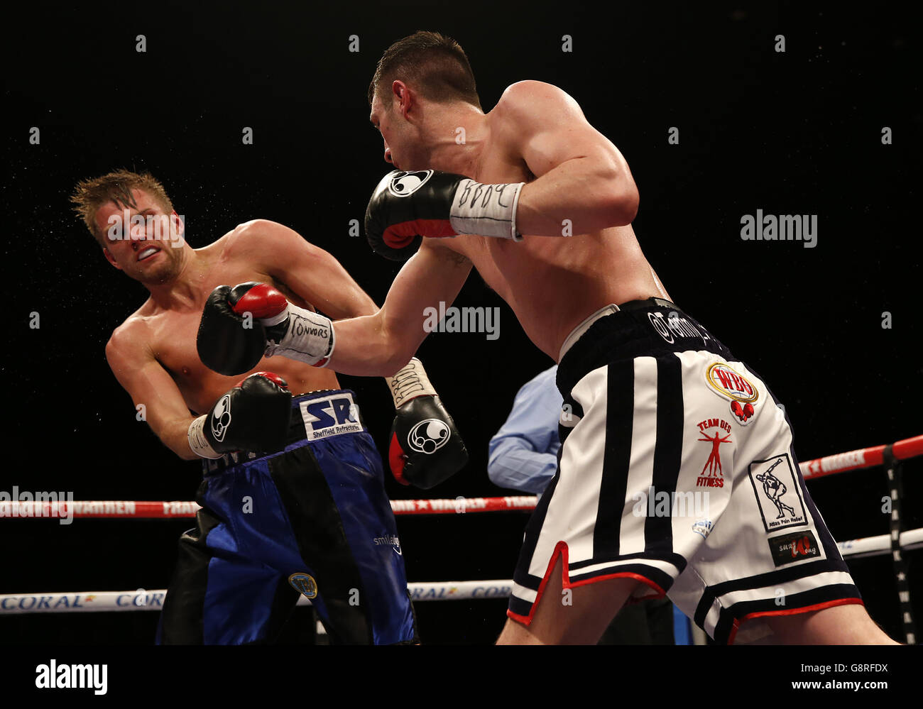 Tommy Langford and Lewis Taylor (left)during the WBO Intercontinental ...