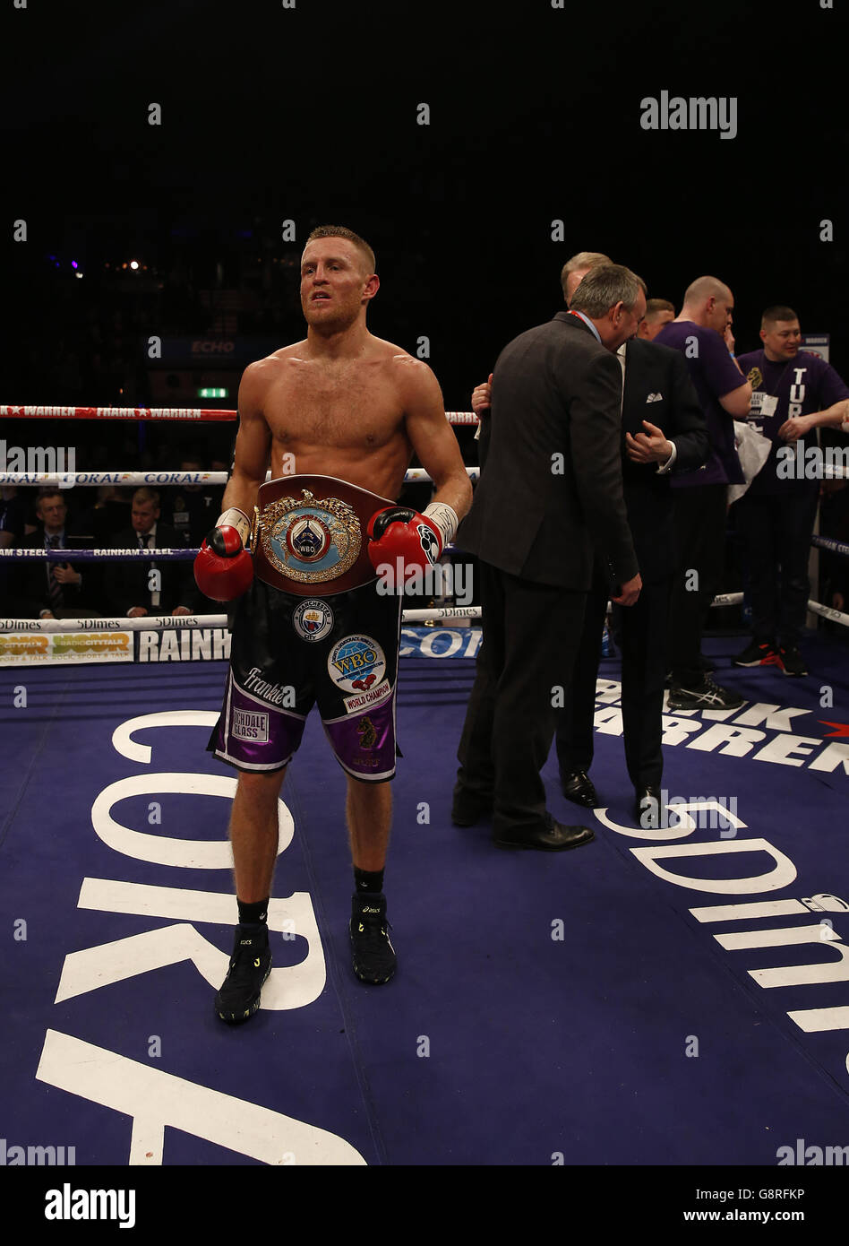 Terry Flanagan celebrates victory over Derry Mathews during the WBO ...