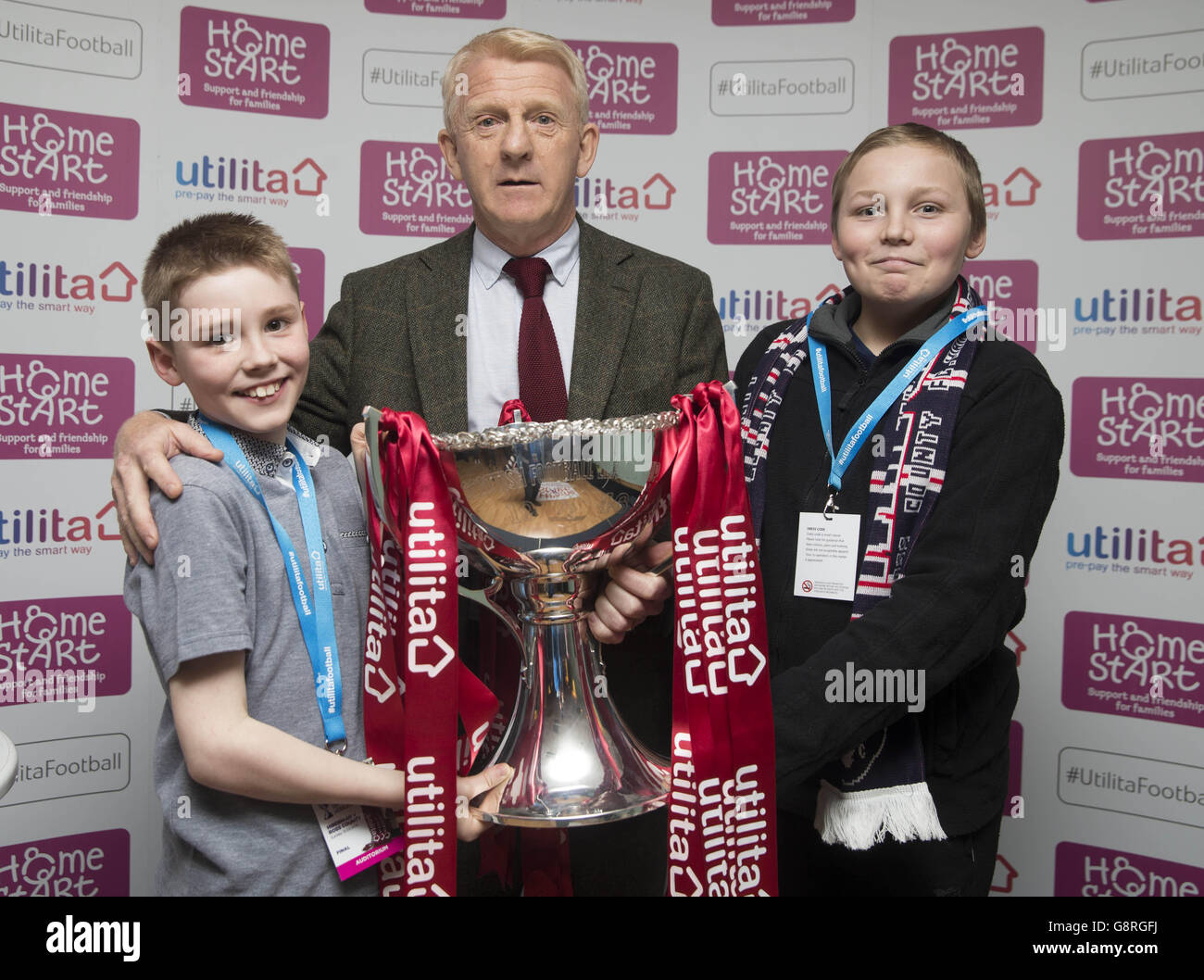 Ross County and Hibernian mascots alongside Scotland manager Gordon ...