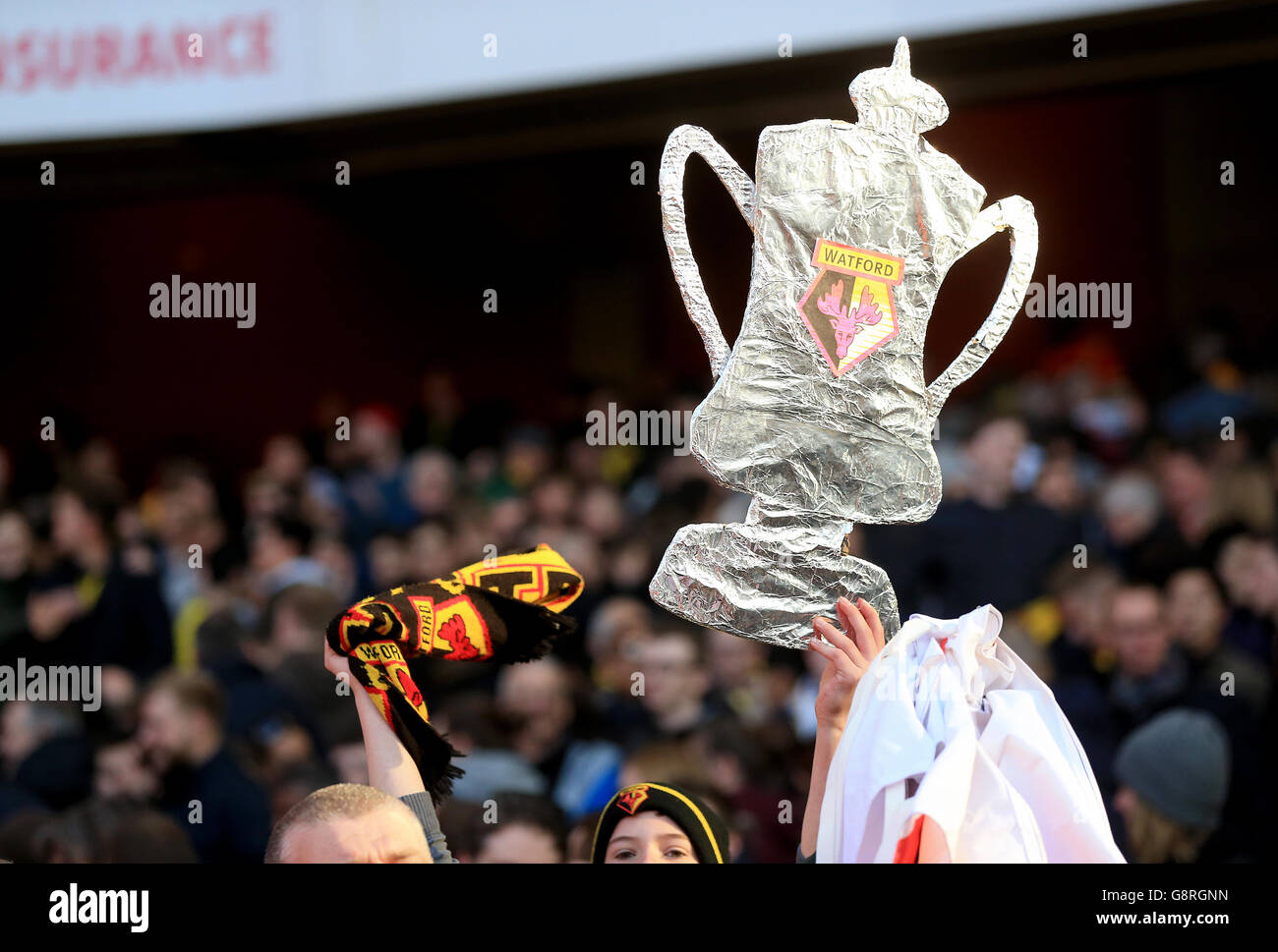 Watford fans celebrate in the stands hi-res stock photography and ...