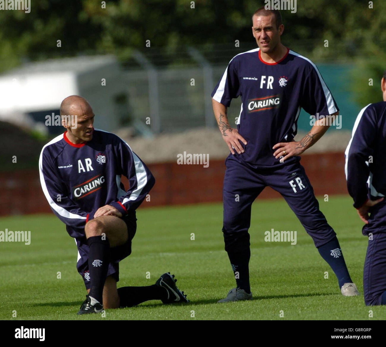 Rangers' Alex Rae (L) and Fernando Ricksen during a training session at ...