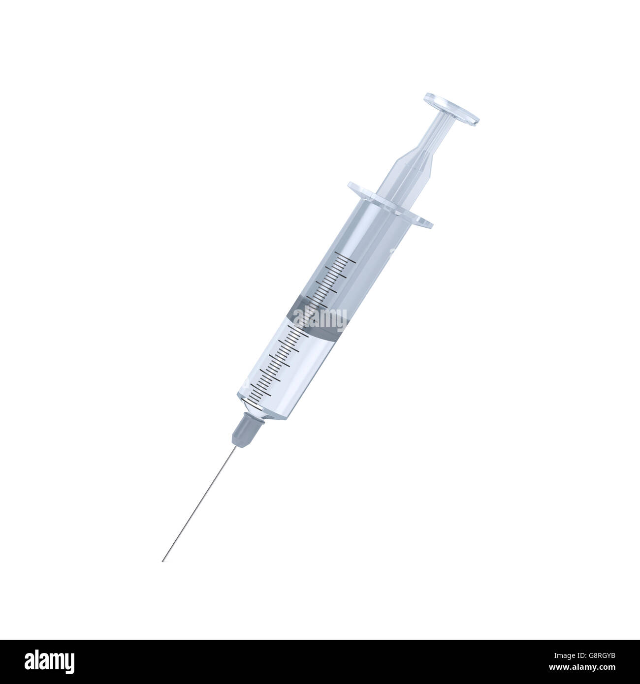 Medical syringe injected on white ground Stock Photo - Alamy