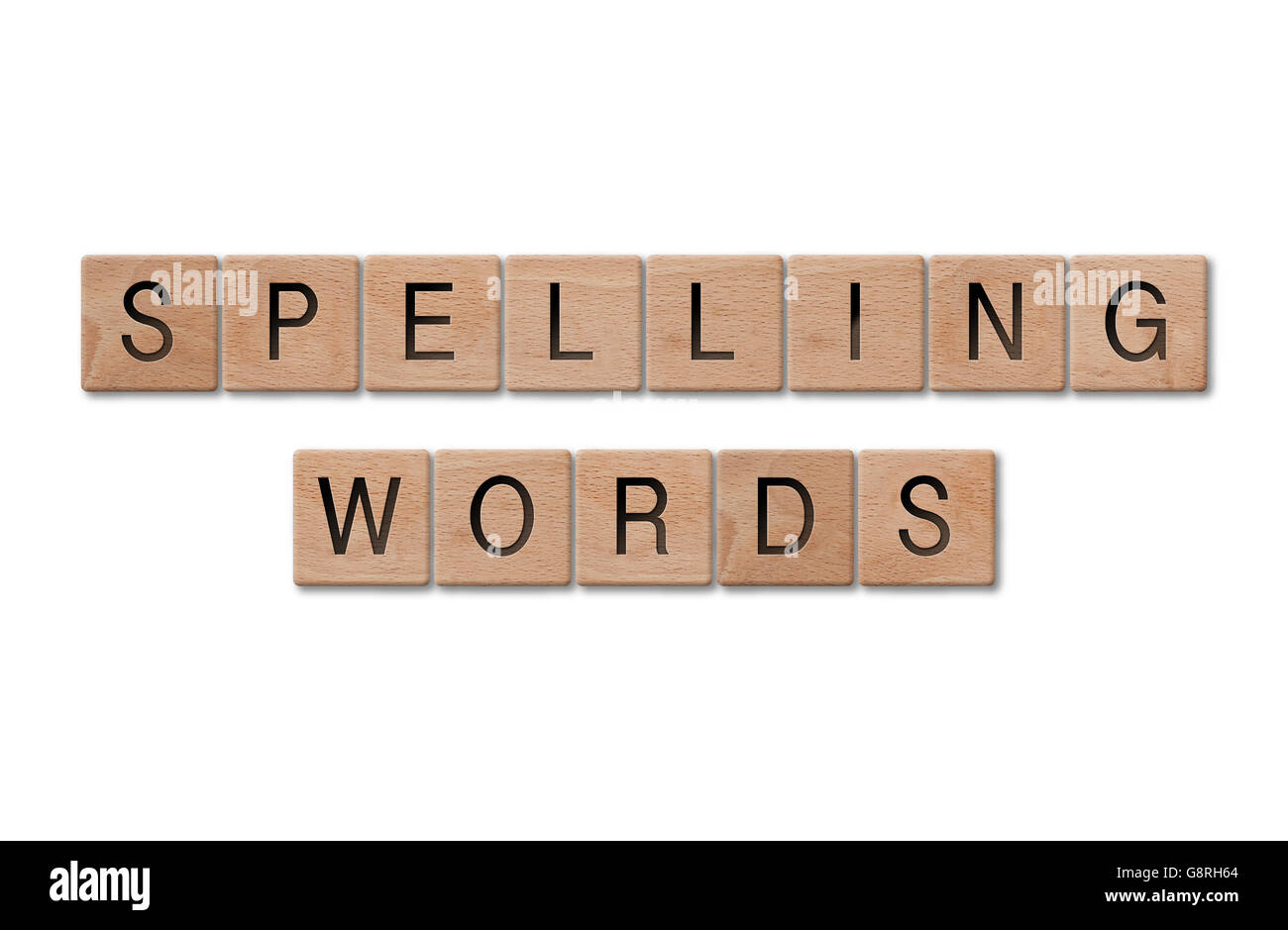 Wooden letters spelling spelling words on white background Stock Photo ...