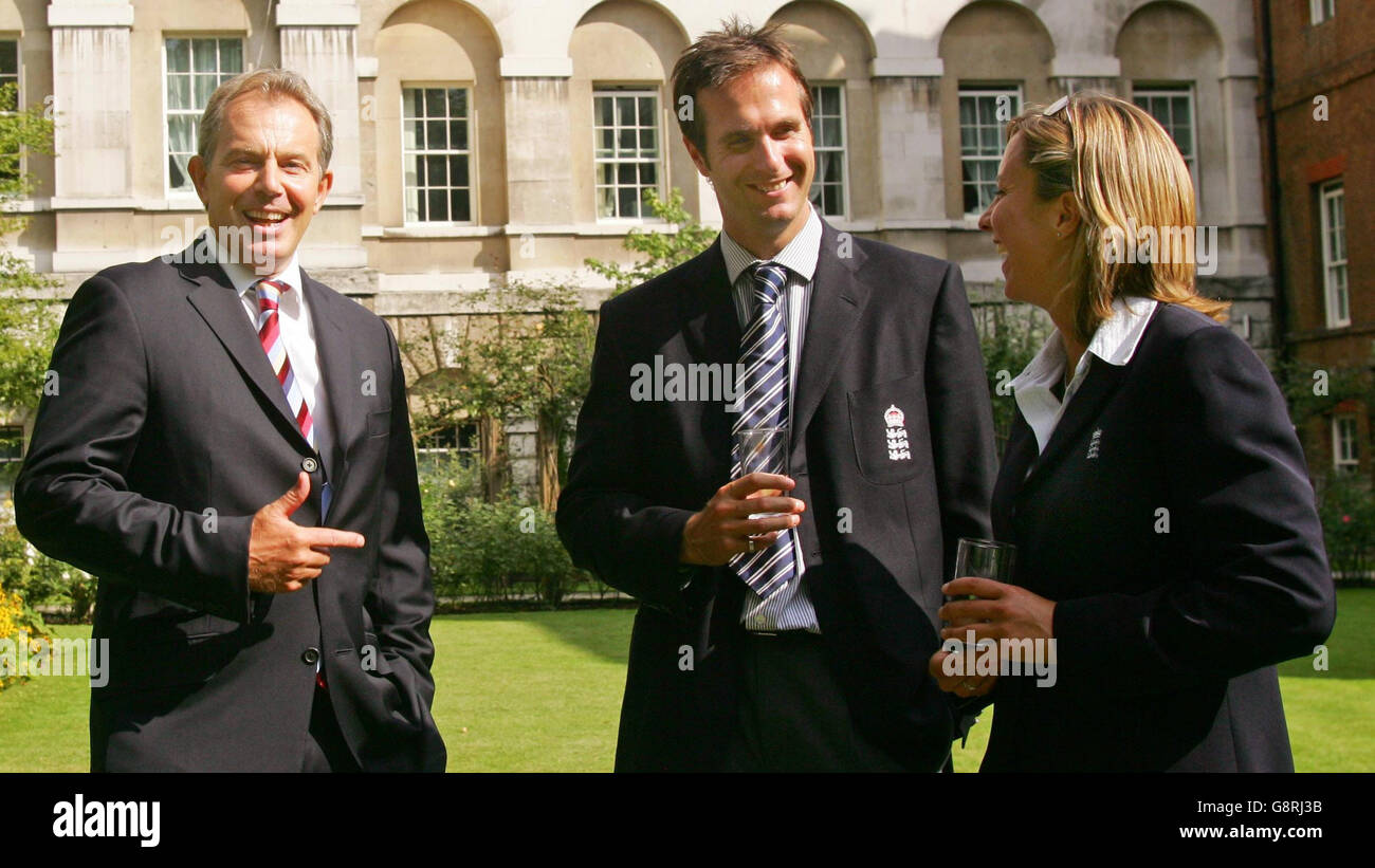 Britain's Prime Minister Tony Blair talks to England cricket captain ...