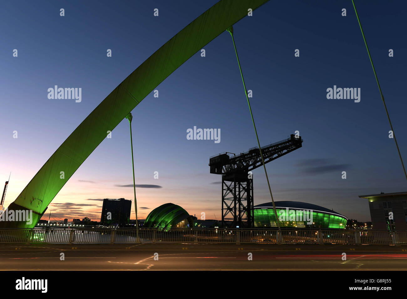 The Squinty Bridge, officially known as the Clyde Arc, alongside Clyde ...