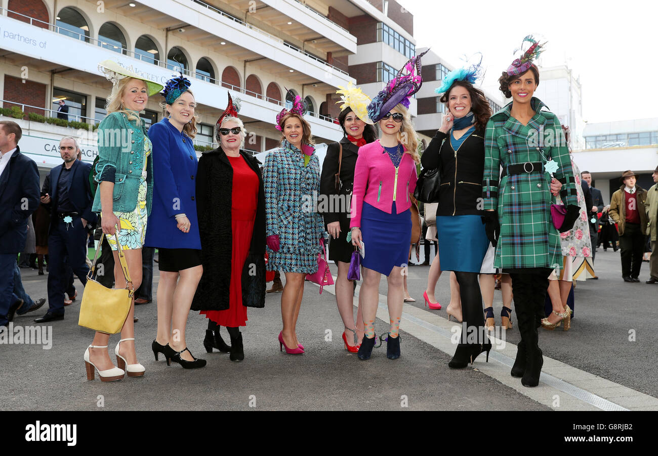 Female racegoers arrive for Ladies Day of the 2016 Cheltenham Festival ...