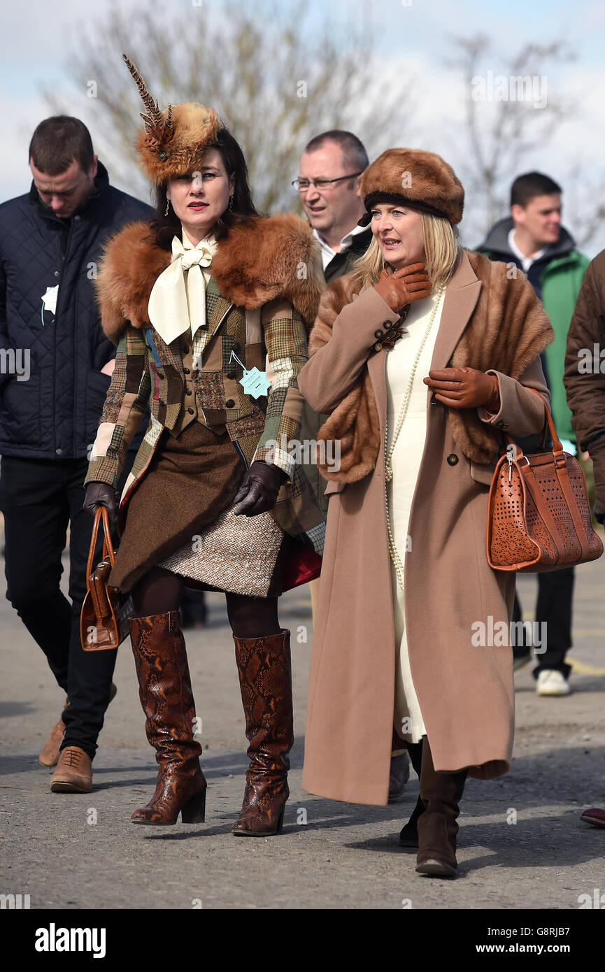 Female racegoers arrive for Ladies Day of the 2016 Cheltenham Festival ...