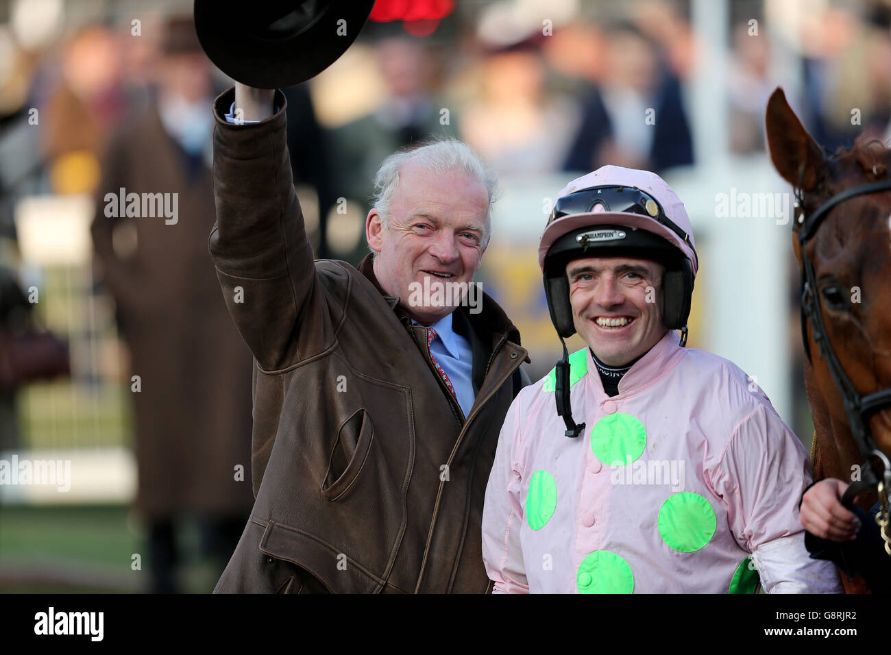 Jockey Ruby Walsh celebrates with trainer Willie Mullins after riding ...