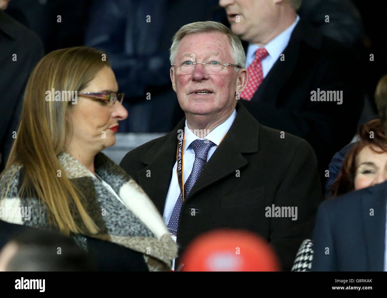 Sir alex ferguson in uefa europa league match old trafford hi-res stock ...