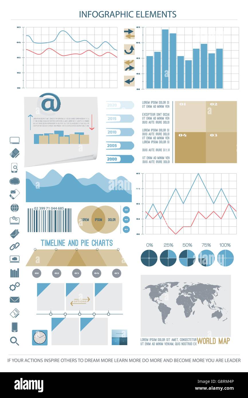 infographic elements, web technology icons. vector timeline option graph, reminder bar code ...