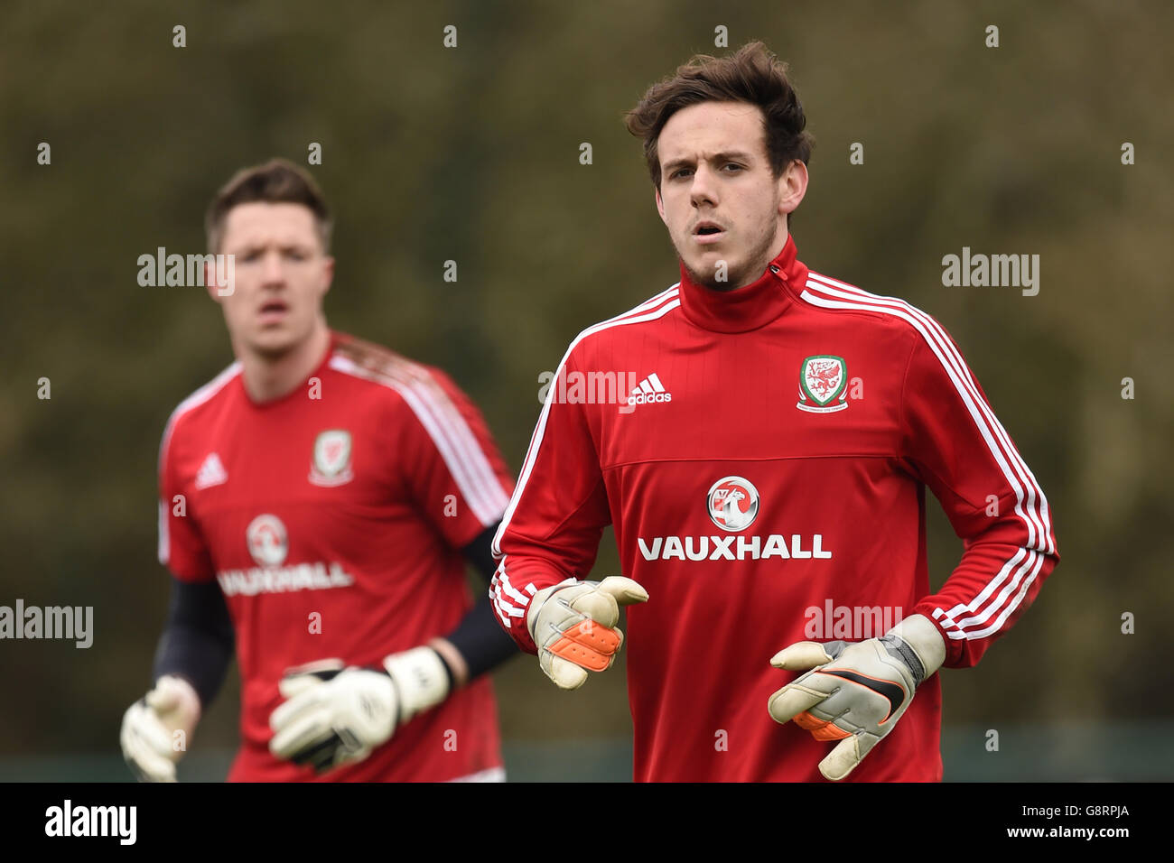 Wales goalkeepers Wayne Hennessey (left) and Danny Ward (right) during ...