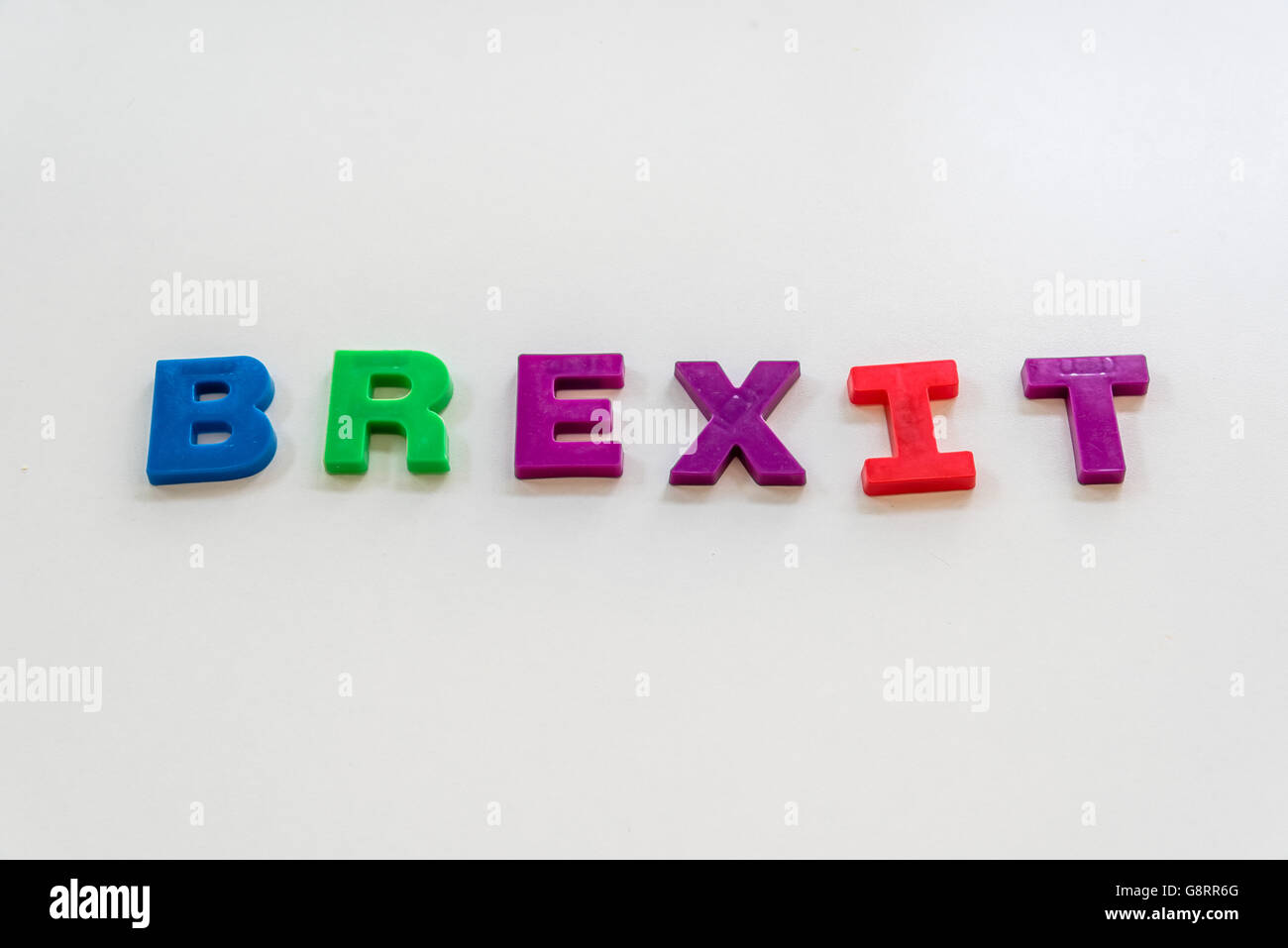 Colorful brexit text isolated on white background Stock Photo - Alamy