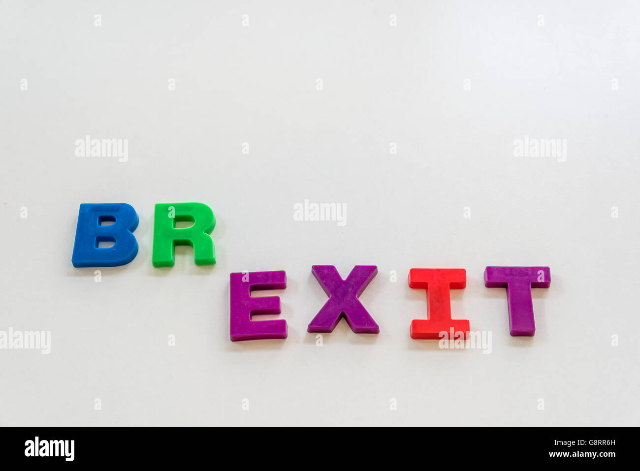 Colorful brexit text isolated on white background Stock Photo - Alamy