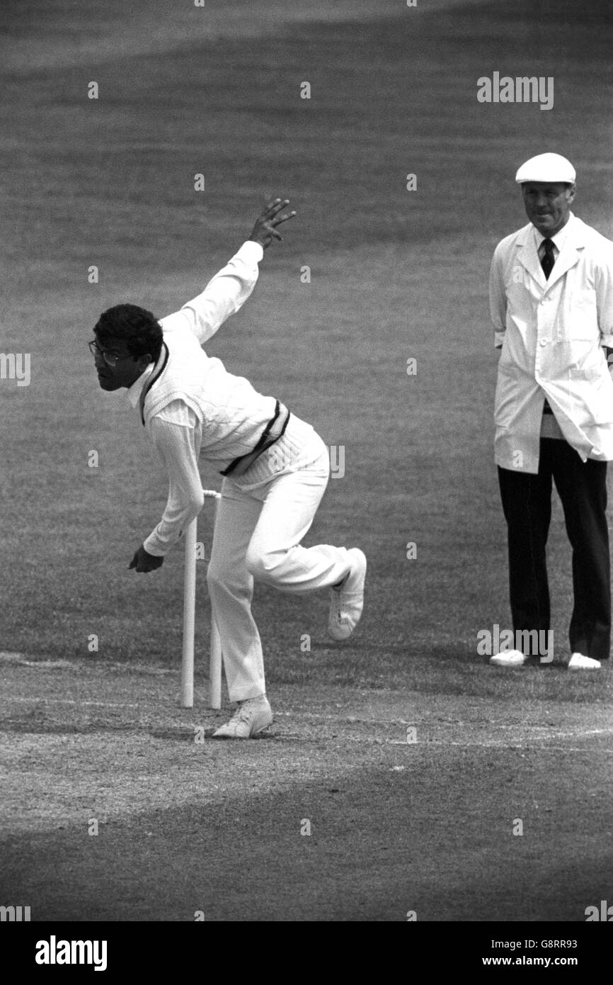 One of India's most successful bowlers, Dilip Doshi, in action during a ...