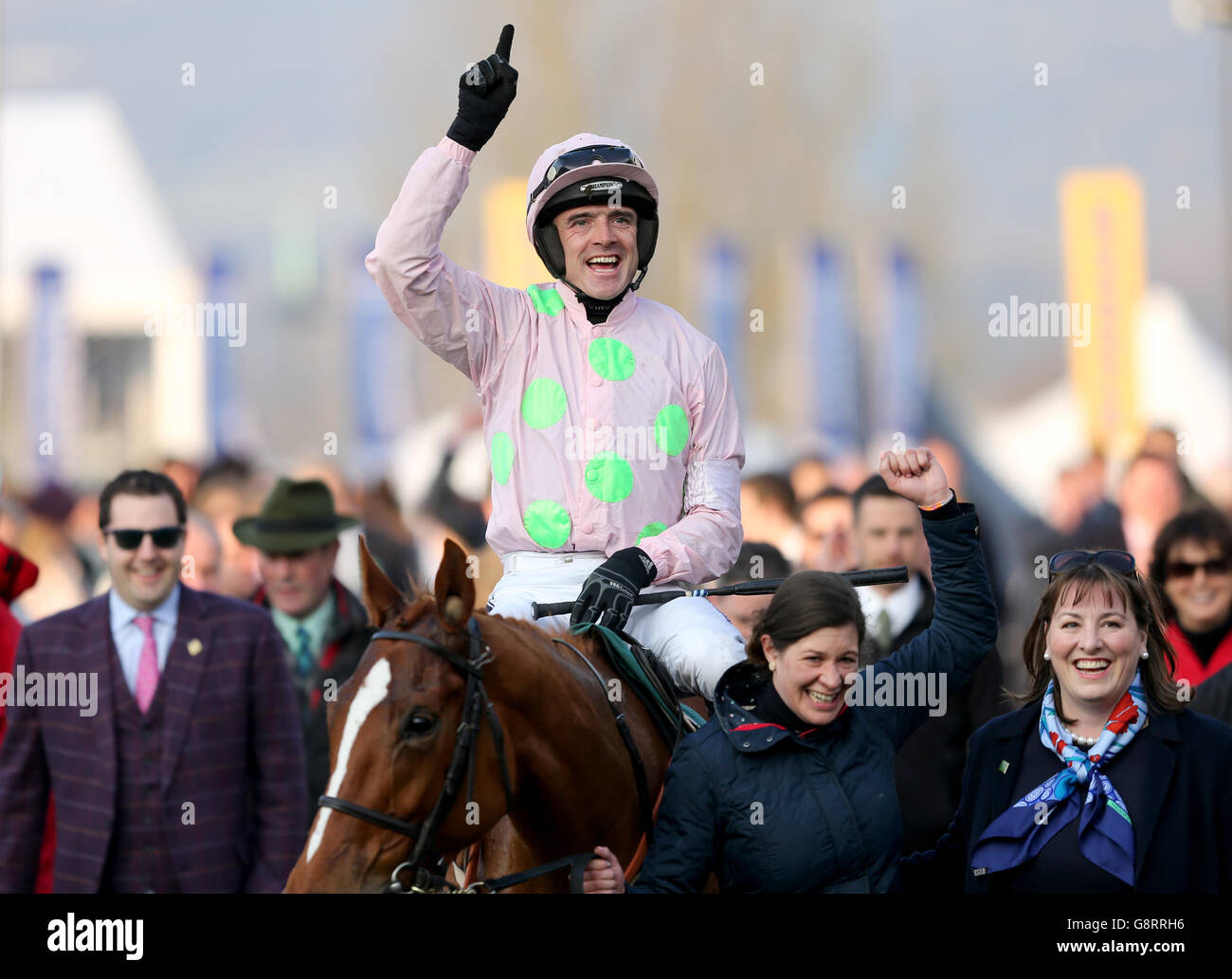 Jockey Ruby Walsh celebrates on Limini after winning the Trull House ...