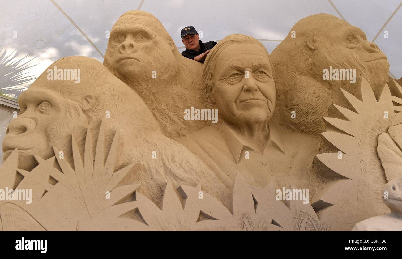 Sandworld sand sculpture festival Stock Photo - Alamy