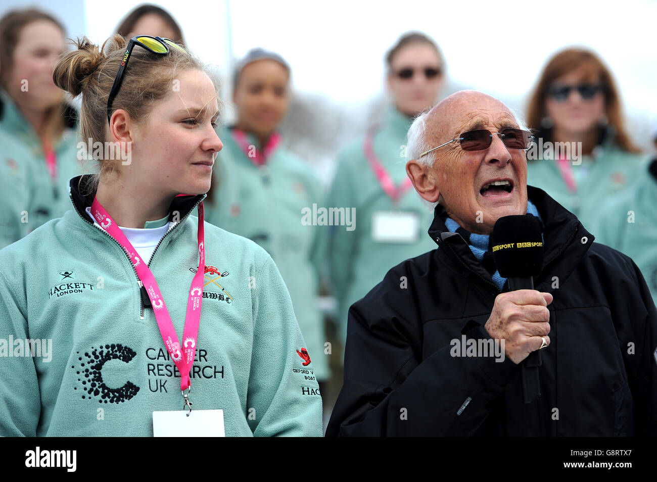 BBC Sport commentator Barry Davies (right) interviews Cambridge Women's ...