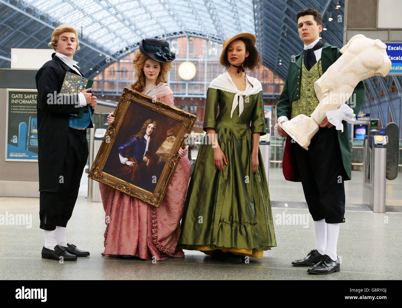 (left to right) Actors dressed as Joseph Wright, Giorgiana Duchess of ...