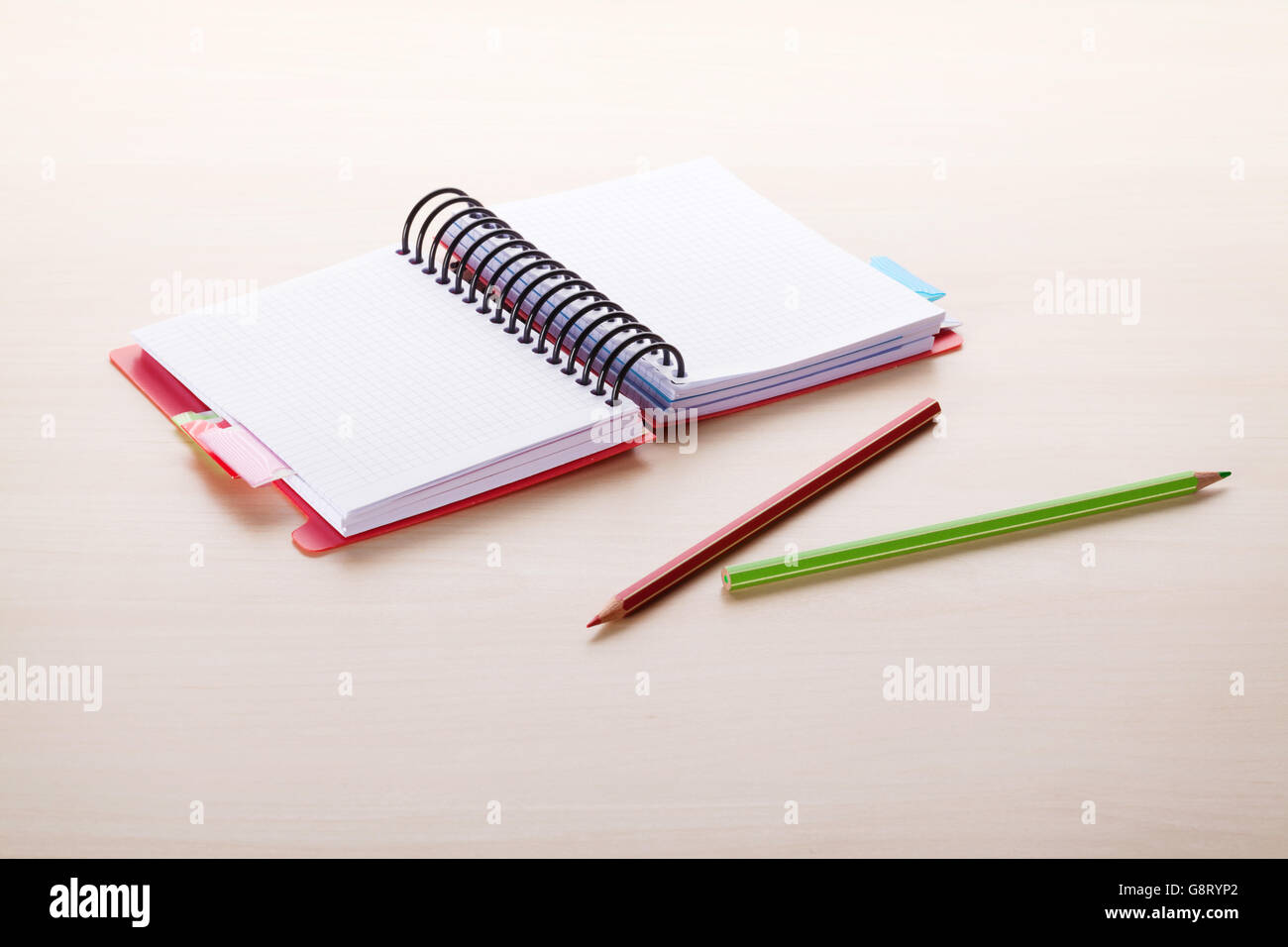 Office workplace with supplies on wood desk table Stock Photo - Alamy