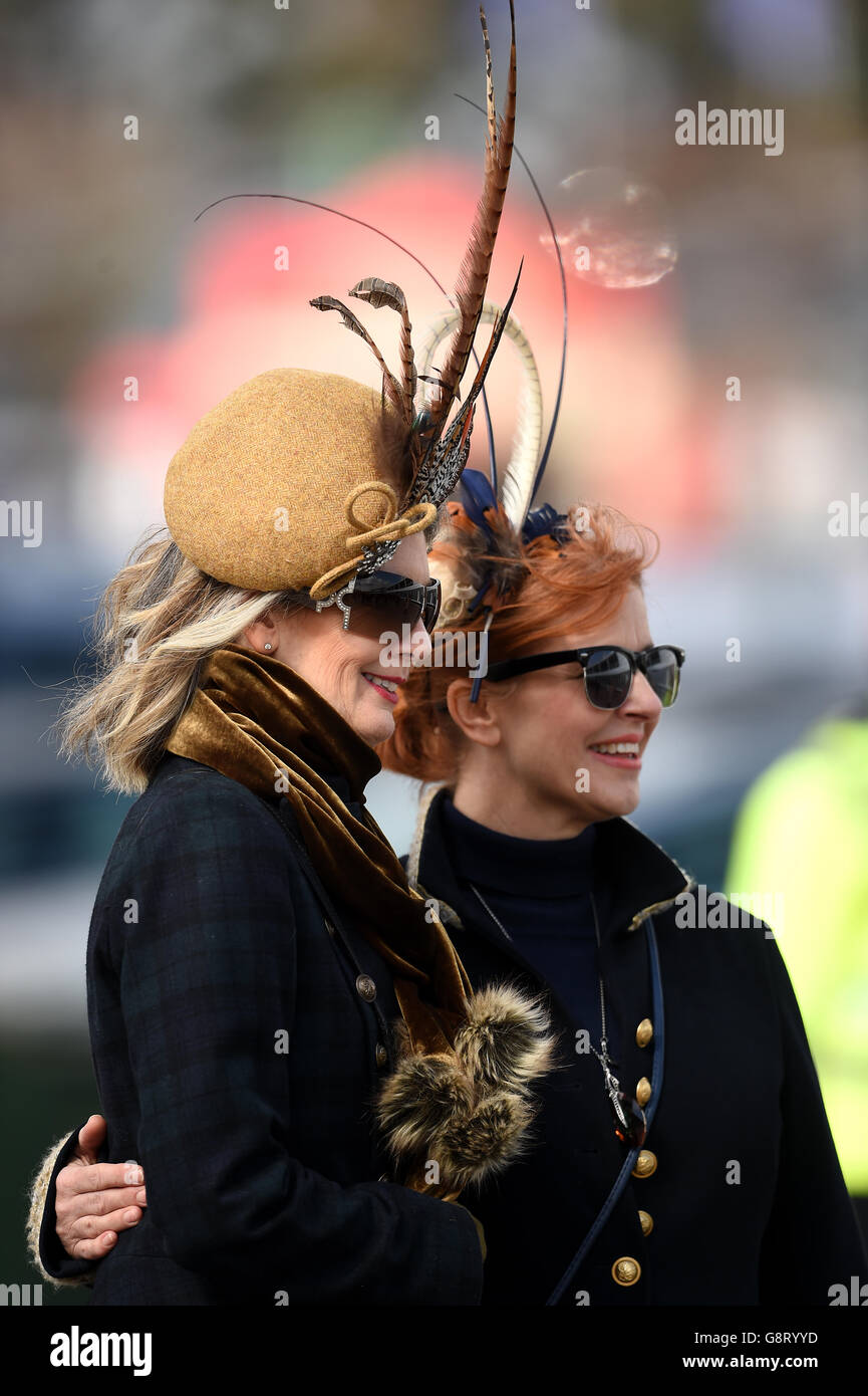 Female racegoers during Ladies Day of the 2016 Cheltenham Festival at ...