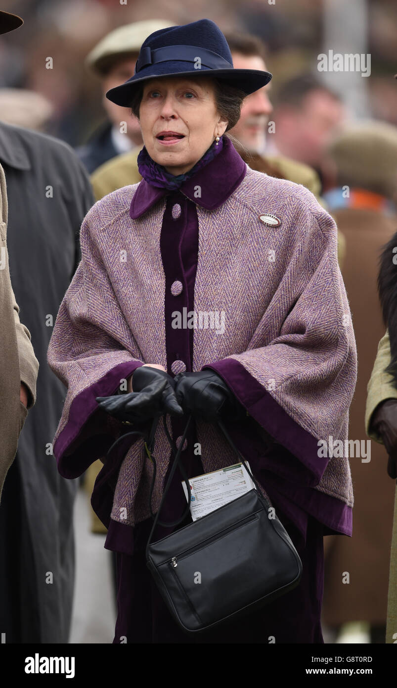 The Princess Royal watches the Queen Mother Champion Chase during ...