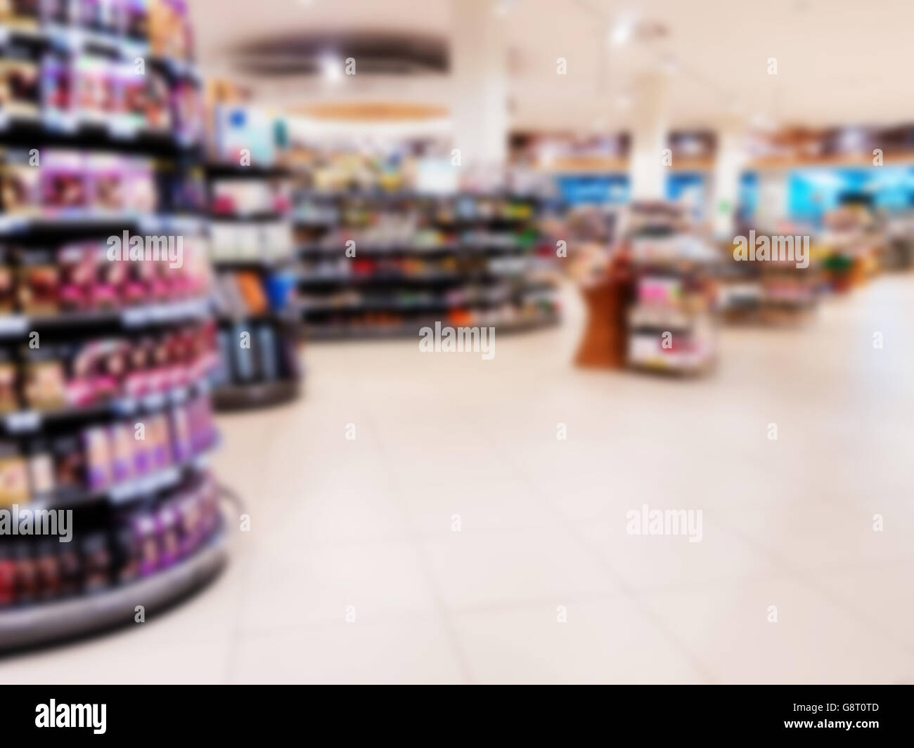 Abstract blurred colorful supermarket aisle Stock Photo - Alamy