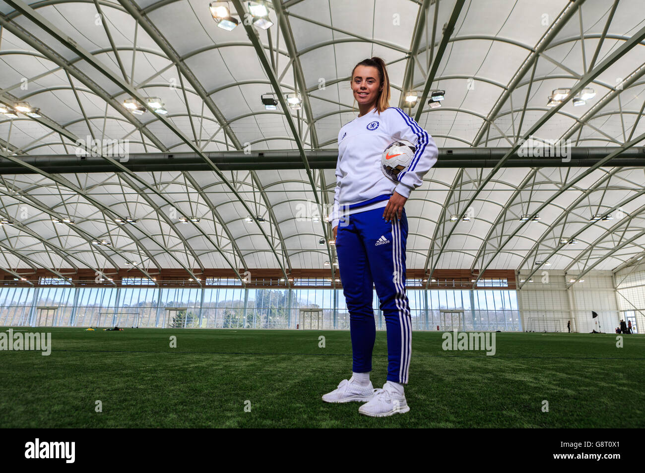 Chelseas laura rafferty during media launch at st georges park hi-res ...