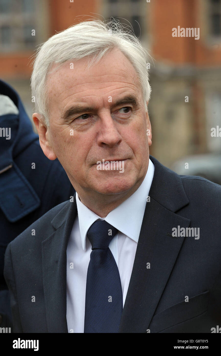 Shadow Chancellor John McDonnell outside Parliament following ...