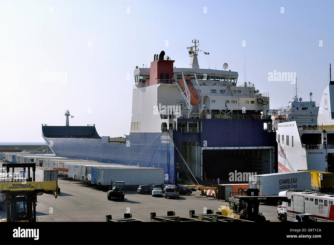 The quay where the ferry make the loading of all kind of goods Stock ...