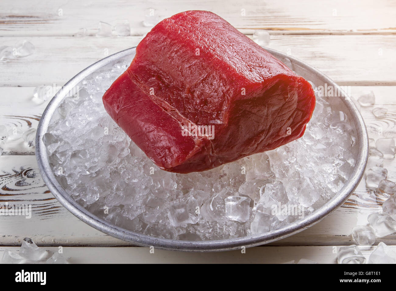 Red meat lying on ice Stock Photo - Alamy