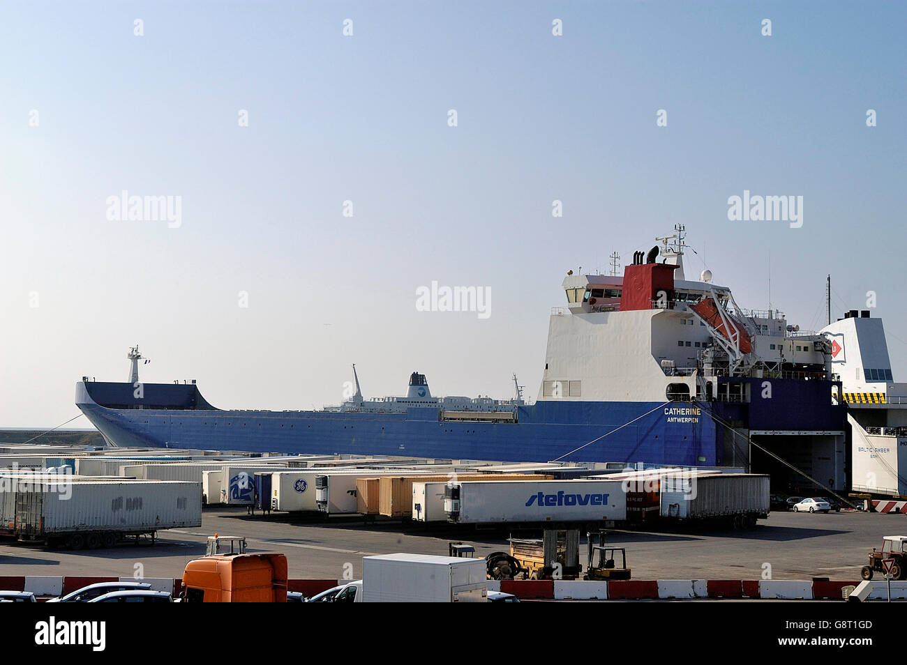 The quay where the ferry make the loading of all kind of goods Stock ...