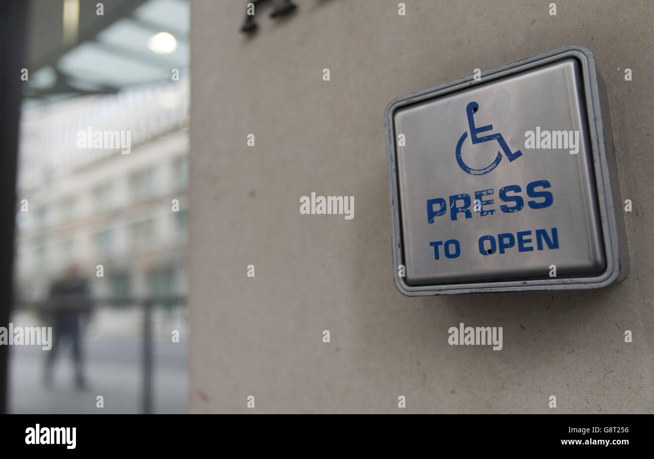 Wheelchair access door button hi-res stock photography and images - Alamy