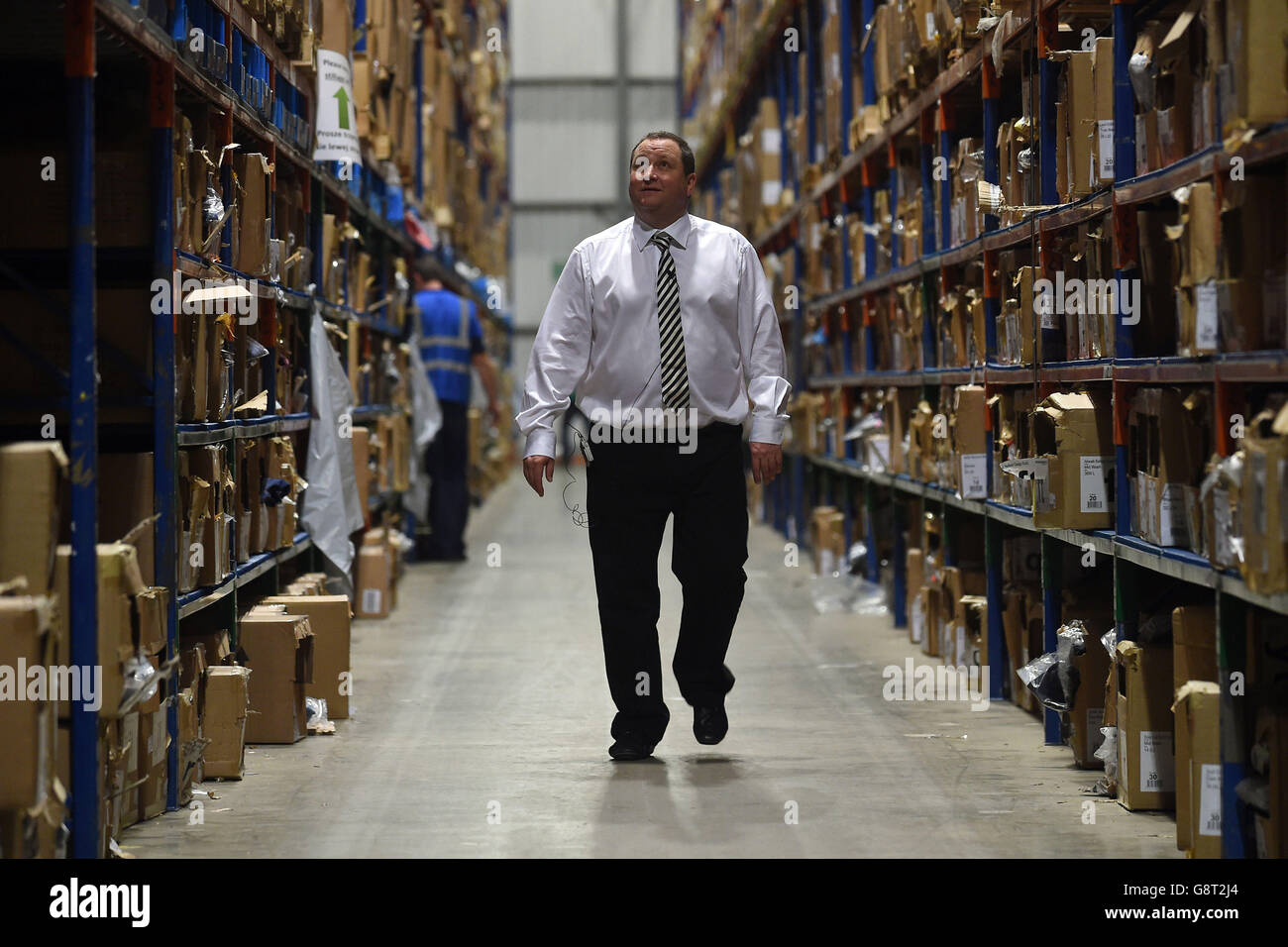 Sports Direct founder Mike Ashley in the picking warehouse during a ...
