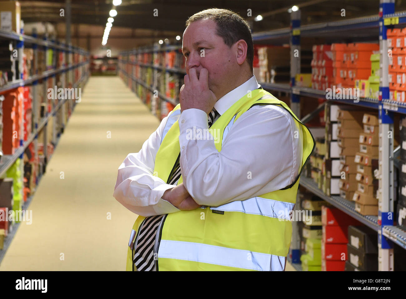 Sports Direct founder Mike Ashley in the picking warehouse during a ...