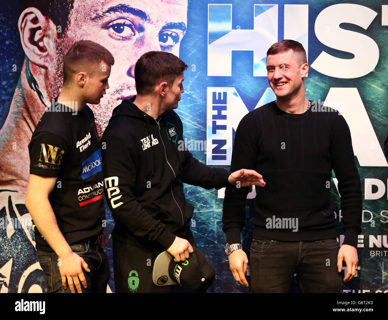 Ricky Burns with Willie Limond and Charlie Flynn (left) after a press ...