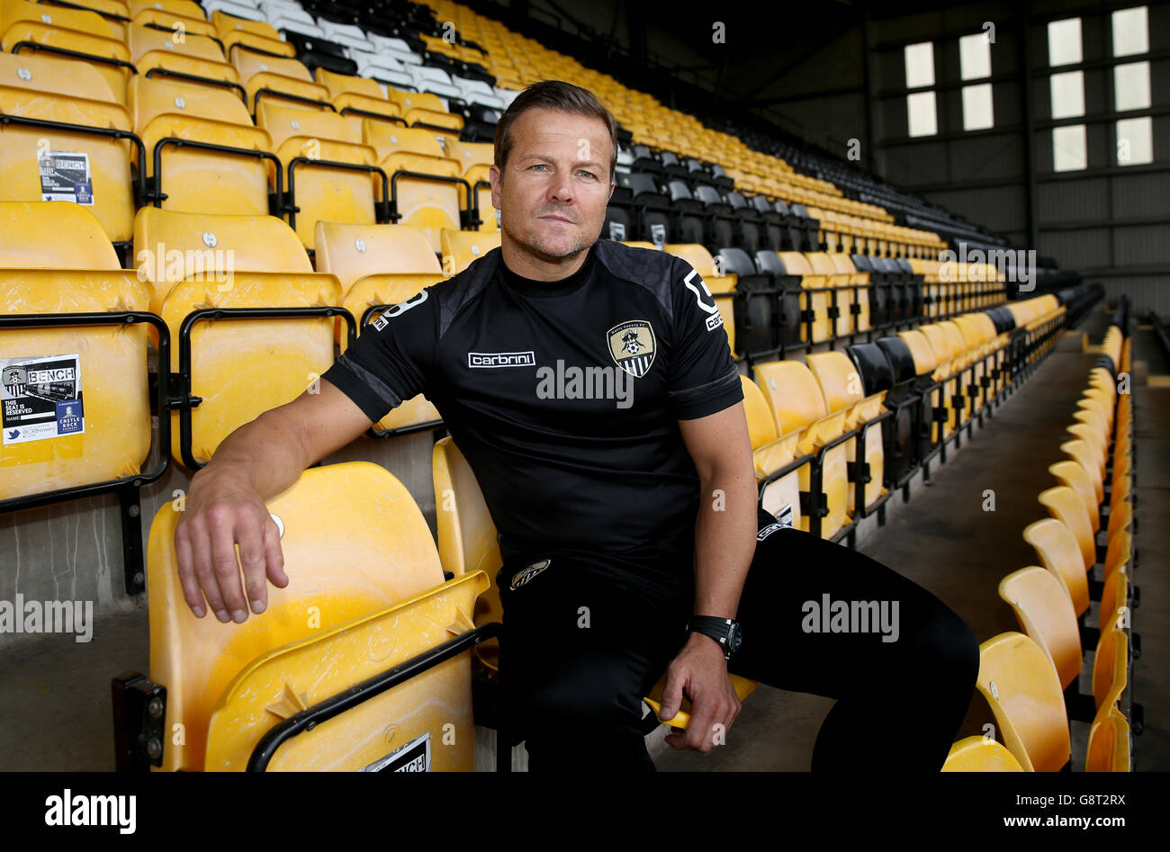 Notts county manager mark poses photographs after press conference lane ...